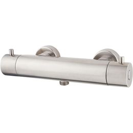 Shine Duscharmatur mit Thermostat Aufputz Duschthermostat mit 38 °c Sicherheitsstopp Mischbatterie für Dusche Brause Thermostat Gebürstet Stahl - Saqu