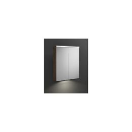 Burgbad Gmbh - Burgbad Eqio Spiegelschrank mit Horizontaler LED-Beleuchtung und LED-Waschtischbeleuchtung SPGT065, 650 x 800mm, Korpus: Marone Dekor