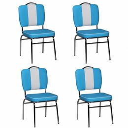 4er Set Esszimmerstühle American Diner 50er Jahre Retro Stühle, Sitzfläche mit Rückenlehne, Sitzhöhe 47 cm - FineBuy