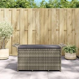 Gartenbank mit Kissen Ruhebank Gartenstuhl Grau 116x46x57 cm Poly Rattan XZZZ730710 MAISONCHIC