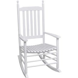 Schaukelstuhl,Relaxsessel,Schaukelsessel mit Gebogener Sitzfläche Weiß Holz VMEC818360 MAISONCHIC
