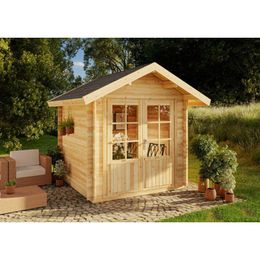 Gartenhaus Palma Gerätehaus aus Holz, Geräteschrank mit 28 mm Wandstärke, Gartenhaus - Naturbelassen - Alpholz