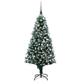 Bonnevie - Künstlicher Weihnachtsbaum,Kunstbaum mit LEDs & Kugeln & Zapfen 180 cm vidaXL