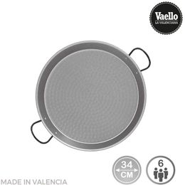 Traditionelle Paella-Pfanne aus poliertem Stahl ø34cm (6 Personen). Vaello