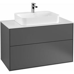 Villeroy & Boch Villeroy und Boch Finion Waschtischunterschrank G35200,1000x603x501mm, mit led- Beleuchtung, Abdeckplatte Black Matt, Farbe: Anthracite Matt