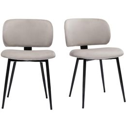 Miliboo Stühle aus taupefarbenem Samt und schwarzem Metall (2er-Set) ATRIUM - Taupe