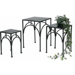 Blumenhocker Metall Schwarz Eckig Blumenständer Beistelltisch 96449 3er Set Pflanzenständer Blumensäule Modern Pflanzenhocker - DanDiBo