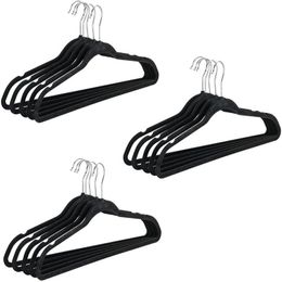 Wenko - Beflockte Kleiderbügel, Schwarz, 15er Set, Kunststoff-Bügel für die Kleiderstange, Schwarz, Kunststoff (abs) schwarz - schwarz