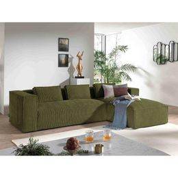 Stella – ecksofa – cordsamt – 4-sitzer – moderner stil – rechts - grün