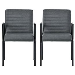 Set aus 2 vertikal gestreiften Esszimmerstühlen, Metallbeine, Schwarz, 52 x 49 x 83 cm