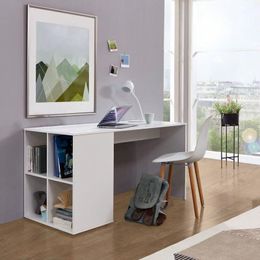 Schreibtisch mit Regal 117×73×75 cm Weiß - Weiß - Prolenta Premium