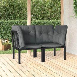 MAISONCHIC - Relax-Sessel,Gartenmöbel,Garten-Eckstühle mit Kissen 2 Stk. Schwarz & Grau Poly Rattan -20629