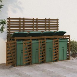 Mülltonnenbox für 4 Tonnen Honigbraun Massivholz Kiefer vidaXL470883