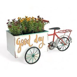 Blumenfahrrad für Garten Metall Stehend Fahrrad Weiß Rot 96529 Pflanzfahrrad Dekofahrrad Blumenständer - DanDiBo
