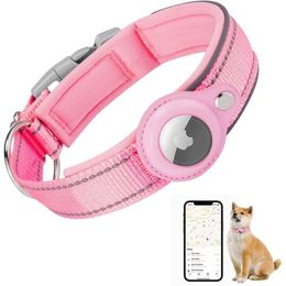Minkurow - Gepolstertes Hundehalsband für Airtag, Apple Airtag Reflektierendes Hundehalsband, integrierte Air Tag für kleine, mittlere und große
