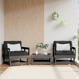 Gartenstühle 2 Stk. Grau Massivholz Kiefer - Grau - Prolenta Premium