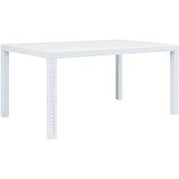 Gartentisch,Terrassentisch,Gartenmöbel Weiß 150 x 90 x 72 cm Kunststoff Rattan-Optik VMEC335226 MAISONCHIC