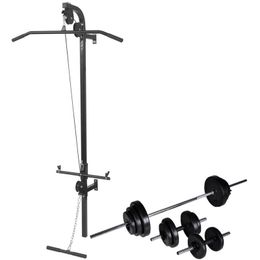 Fitnessstation Wandmontage mit Langhantel Kurzhantel Set 30,5kg Vidaxl n/a