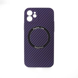 Magnetic Carbon Case kompatibel mit iPhone 14 Pro Max MagSafe Handyhülle Bumper Cover Lila