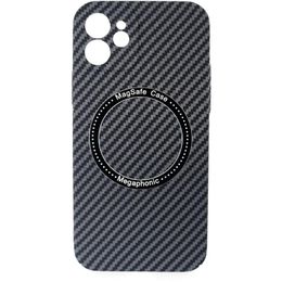 Magnetic Carbon Case kompatibel mit iPhone 13 Pro Max MagSafe Handyhülle Bumper Cover Schwarz