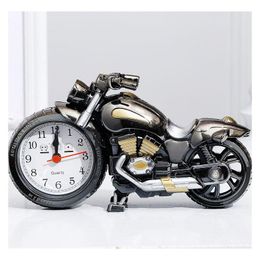Kreativer Retro Motorrad Wecker für Zuhause und Büro Vintage Motorrad Wecker (Grau und Gold) - Minkurow