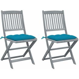 MAISONCHIC - Klappbare 2 Stk.Gartenstühle Relax-Sessel,Gartenmöbel mit Kissen Massivholz Akazie -56310