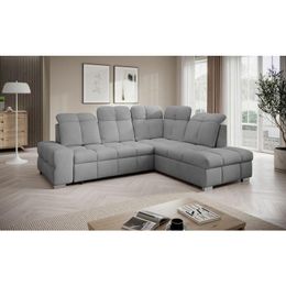 Ecksofa Schlafsofa Sofa tempe in Stoff Element Hellgrau Ottomane Rechts