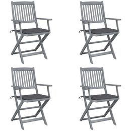 MAISONCHIC Klappbare 4 Stk.Gartenstühle Relax-Sessel,Gartenmöbel mit Sitzkissen Massivholz Akazie -41504