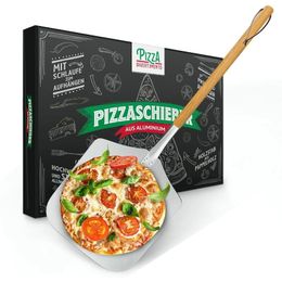 Pizza Divertimento [das original - Pizzaschieber - Pizzaschaufel aus rostfreiem Aluminium [83 cm]- Robustes Gewinde - Pizzaheber mit abgerundeten