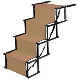 Haloyo - Hunderampe nutzbar für große Geländewagen ®,4 Stufens,Kofferraumrampe Kletterhilfe,für hohe Betten, Autos und SUVs,braun