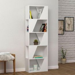 Toscohome - 54x168h cm Bücherregal aus Holz mit 5 Fachböden in weiß - Rahmen