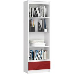 AKORD Büro-Bücherregal 60 cm 1 Schublade 4 Regale| Möbel stehen für Dokumente Bücher für ein Schlafzimmer Arbeitszimmer Wohnzimmer Schrank |