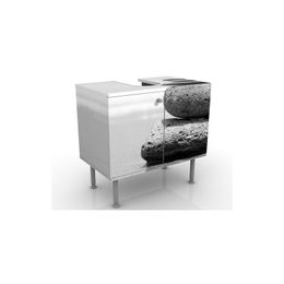 MICASIA - Waschbeckenunterschrank - Sand Stones No.2 - Badschrank Weiß Grau Größe: 55cm x 60cm