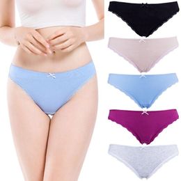 5x Damen Unterwäsche Spitzenslip Baumwolle Dessous Slips Set Gr.XXL - VINGO