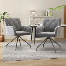 Okwish - 2er Set Esszimmerstühle mit Rautenmuster,Gepolsterter Sessel mit 4 Metallbeinen,Moderner Lounge-Stuhl,Wohnzimmerstuhl für