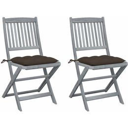 MAISONCHIC Klappbare 2 Stk.Gartenstühle Relax-Sessel,Gartenmöbel mit Kissen Massivholz Akazie -41188