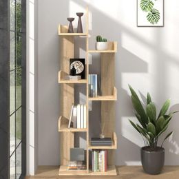 Bücherregal, Standregal, Aufbewahrungsregal, Bücherschrank für Wohnzimmer Sonoma-Eiche 48x25,5x140 cm Holzwerkstoff OQN23515 MAISONCHIC