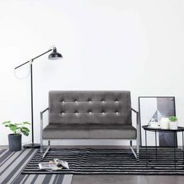 2-Sitzer-Sofa,Sofas gerade mit Armlehnen Dunkelgrau Chrom und Samt vidaXL