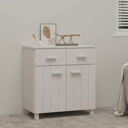 Sideboard Anrichte,Beistellschrank fuer Flur,Kueche,Kommode hamar Weiß 79x40x80 cm Massivholz Kiefer MAISONCHIC 59551