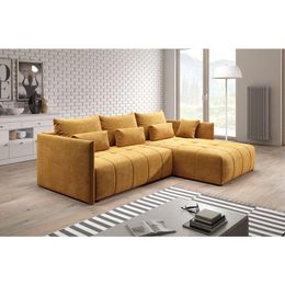 FURNIX Sofa YALTA Couch ausziehbar mit Bettkasten und Kissen Schlafsofa KR 01