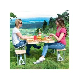 Meditrade GmbH Set klappbarer picknicktisch aluminium camping mit 4 holzhockern