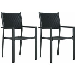 MAISONCHIC Balkonsessel,Gartenmöbel, Gartenstühle 2 Stk. Schwarz Kunststoff Rattan-Optik -38332