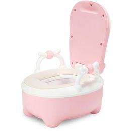 Kinder Töpfchen und Toilette für Babys, Babytopf mit WC-Funktion, Kinder Toilettensitz und Trainer mit Griffen und rutschfestem Design Rose - Rosa