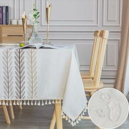 Tischdecke, wasserdicht, schmutzabweisend, rechteckig, aus Baumwollleinen, 140 x 200, elegante Tischdecke, Leinen, rechteckig, für