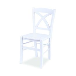 Stuhl aus weißem Buchenholz mit Sperrholzsitz 45x45xh.89 cm