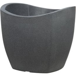 Scheurich - Wave Globe Cubo 50, Pflanzgefäß/Blumentopf/Pflanzkübel, rund, Farbe: Schwarz-Granit, hergestellt mit recyceltem Kunststoff, 10 Jahre