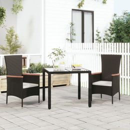 MAISONCHIC - 2 Stk.Balkonsessel mit Kissen,Gartenmöbel, Gartenstühle Poly Rattan Schwarz -76280