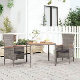 Vidaxl - Gartentisch mit Holzplatte Grau Poly Rattan & Massivholz Akazie Grau