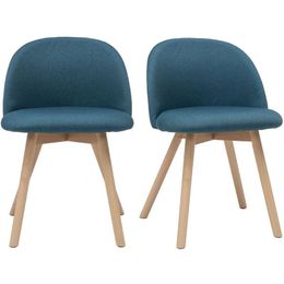 Miliboo Skandinavische Stühle mit entenblauem Stoff und massivem Buchenholz (2er-Set) celeste - Entenblau