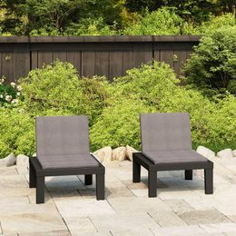 MAISONCHIC Relax-Sessel,Gartenmöbel,Gartenstühle mit Auflagen 2 Stk. Kunststoff Grau -38253
